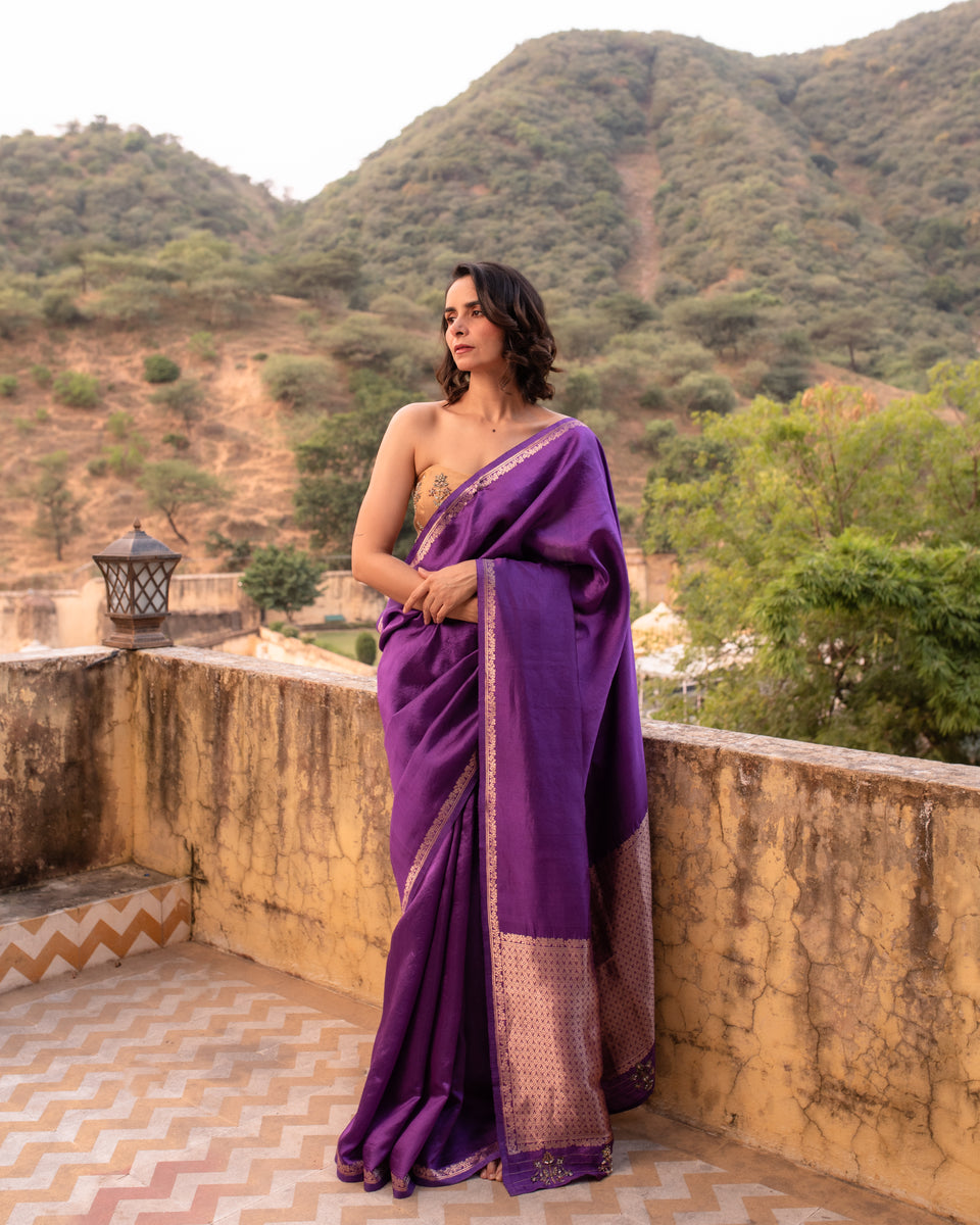 Jamuni- Purple Silk Banarasi Saree – Priyanka Raajiv