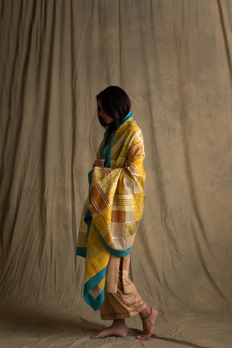 Alar- Yellow Upcycled Patchwork Dupatta – Priyanka Raajiv